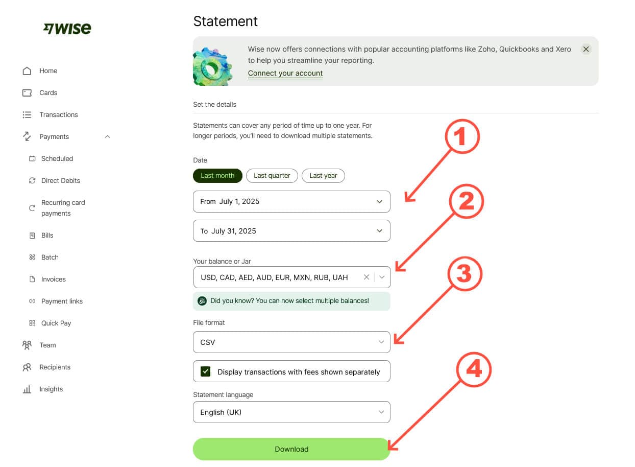 How To Download Wise Csv Statement For Accounting